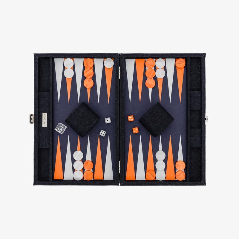 Vido Navy-Blue Denim Medium Backgammon Set | Tanagra UAE