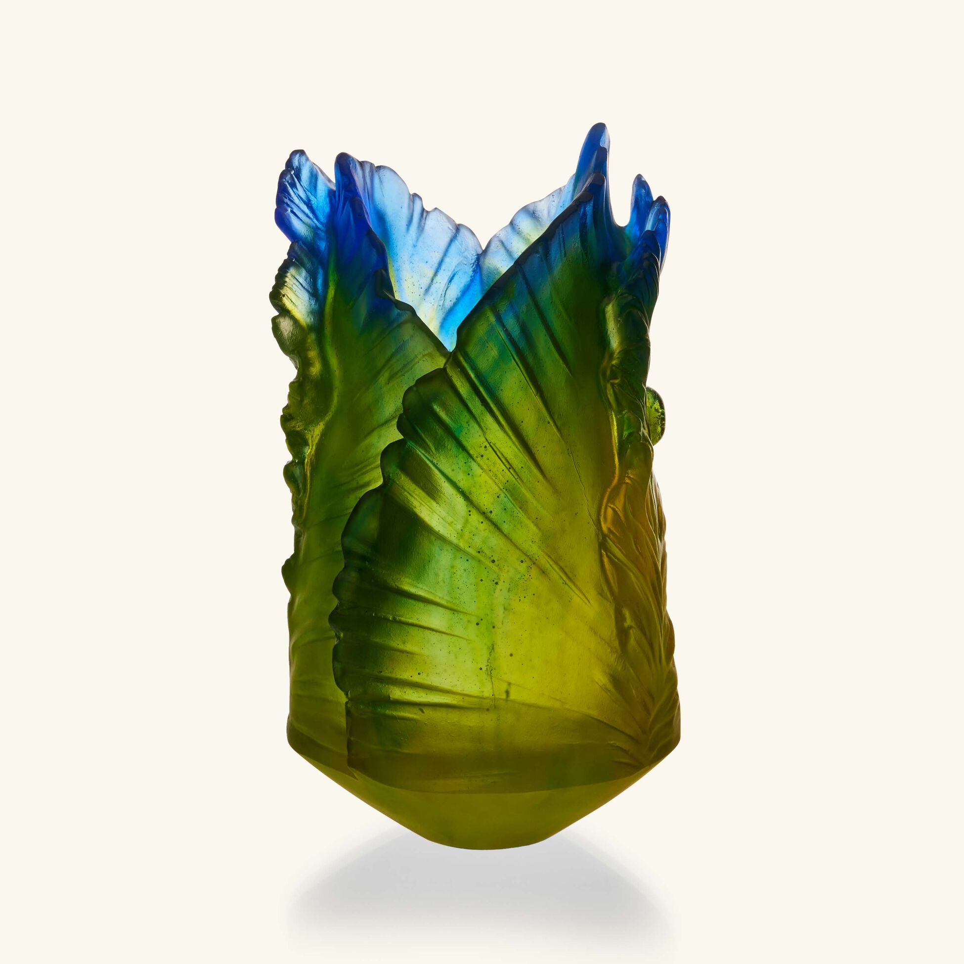 Daum Fleur de Paon Exotique Vase Small Green Limited Edition | Tanagra UAE