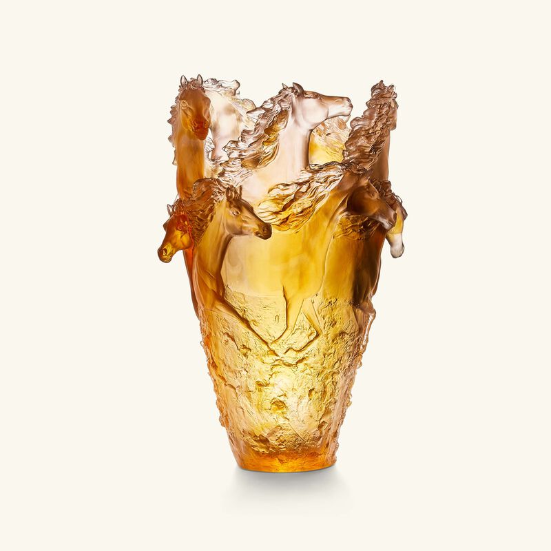 Daum Cavalcade Glazed Vase Extra Large Brown Limited Edition | Tanagra UAE