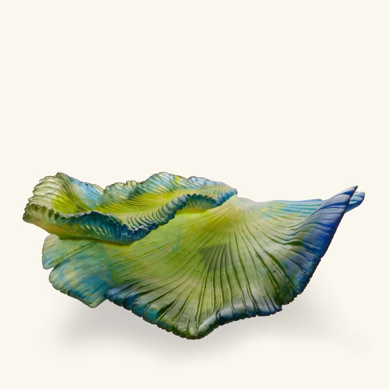 Daum Fleur de Paon Exotique Bowl Medium Green Limited Edition | Tanagra UAE