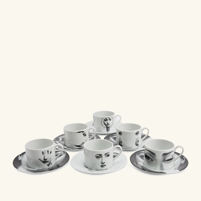 Fornasetti Tema E Variazioni Set 6 Tea Cups 2005 | Tanagra UAE