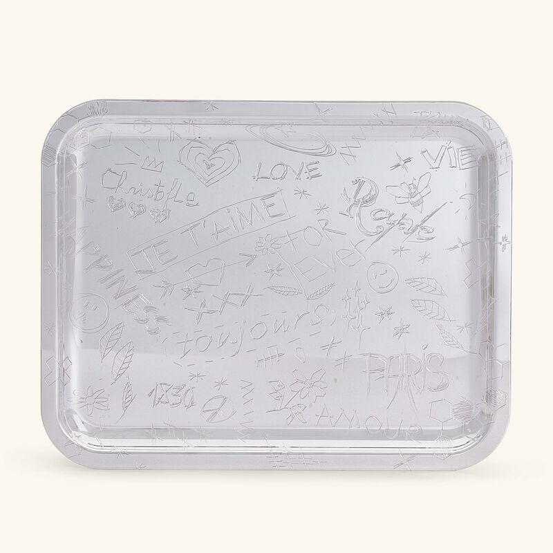 Christofle Graffiti Serving Tray Rectangular Medium Silver Plated | Tanagra UAE