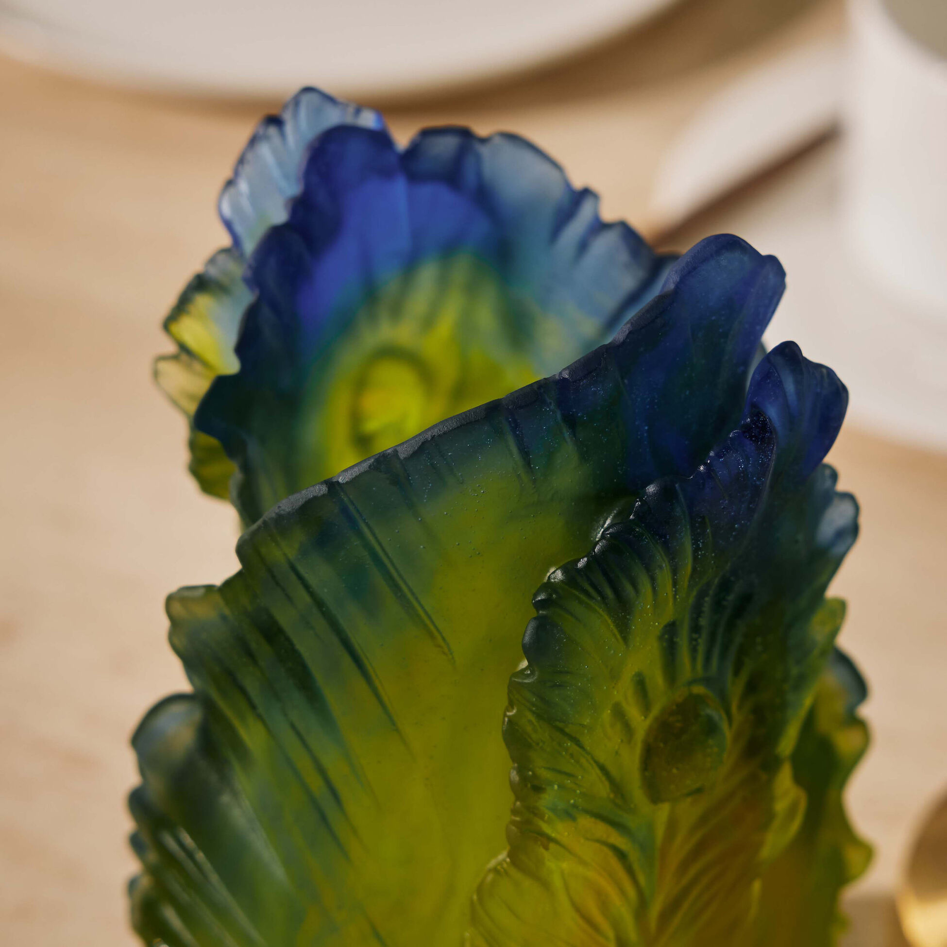 Daum Fleur de Paon Exotique Vase Small Green Limited Edition | Tanagra UAE